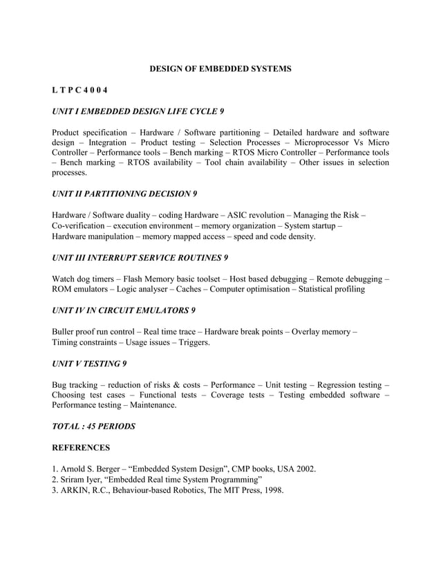 Design of embedded systems | DOCX