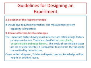 Planning of experiment in industrial research | PPTX