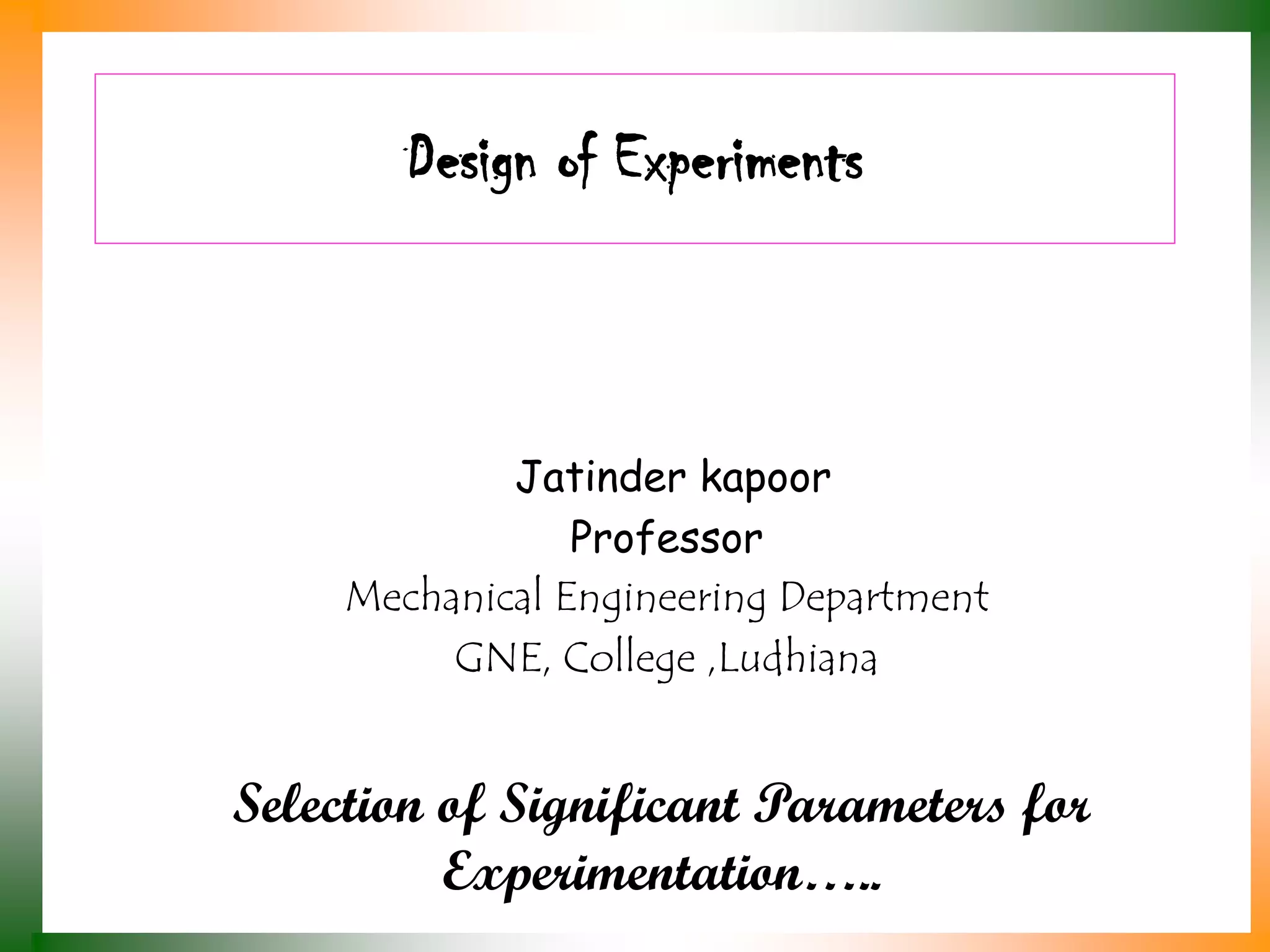 Design of experiments | PDF