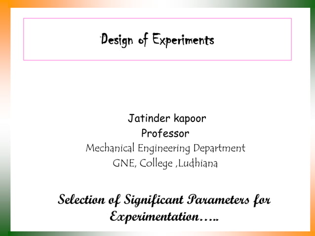 Design of experiments | PDF | Mechanical and Industrial Engineering ...