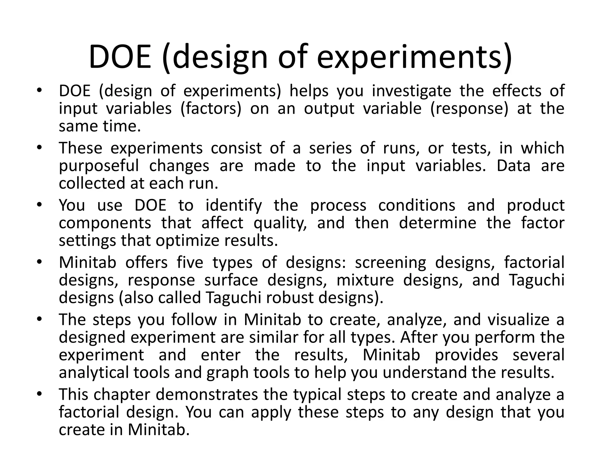 Design of experiments BY Minitab | PPTX