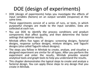 Design of experiments BY Minitab | PPTX