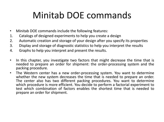 Design of experiments BY Minitab | PPTX | Logistics | Business