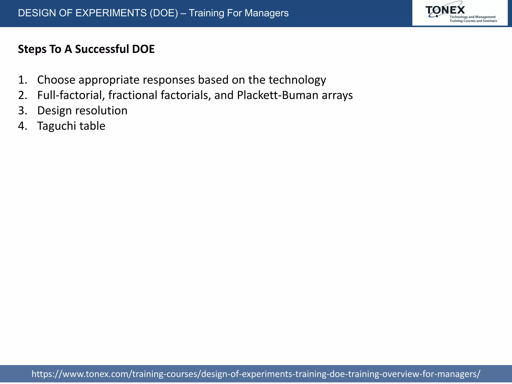 Design of Experiments (DOE) - Training for Managers | PPTX