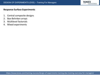 Design of Experiments (DOE) - Training for Managers | PPTX