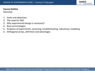 Design of Experiments (DOE) - Training for Managers | PPTX