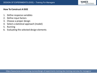 Design of Experiments (DOE) - Training for Managers | PPTX