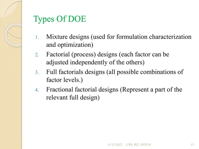 Design of Experiments (DOE) | PPTX