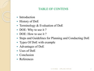 Design of Experiments (DOE) | PPTX