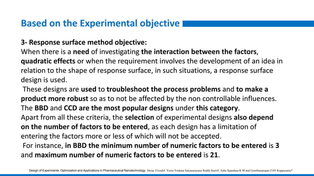 Design of experiments formulation development exploring the best practices (doe) | PPTX