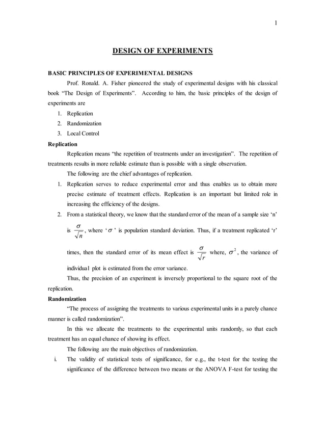 Design of experiments( | DOC | Physics | Science