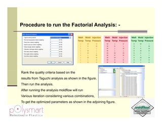Design of experiments using Moldflow Analysis. | PDF