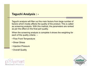 Design of experiments using Moldflow Analysis. | PDF