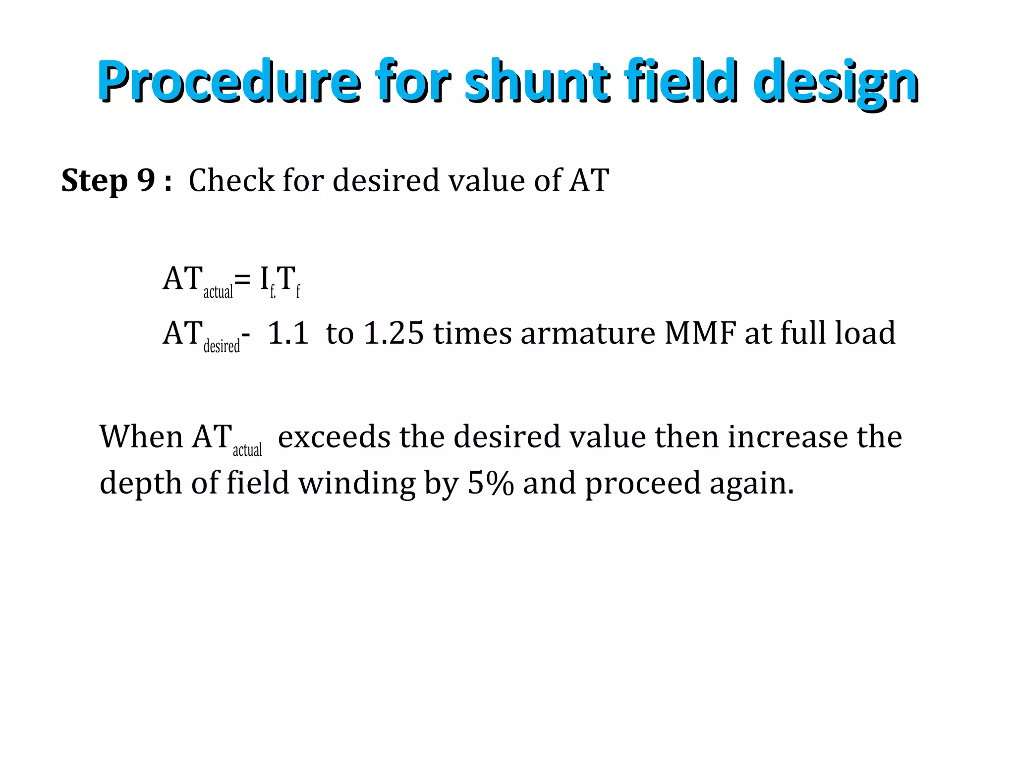 Design of field winding of shunt motor | PPT