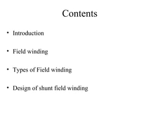Design of field winding of shunt motor | PPT