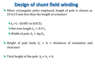 Design of field winding of shunt motor | PPT