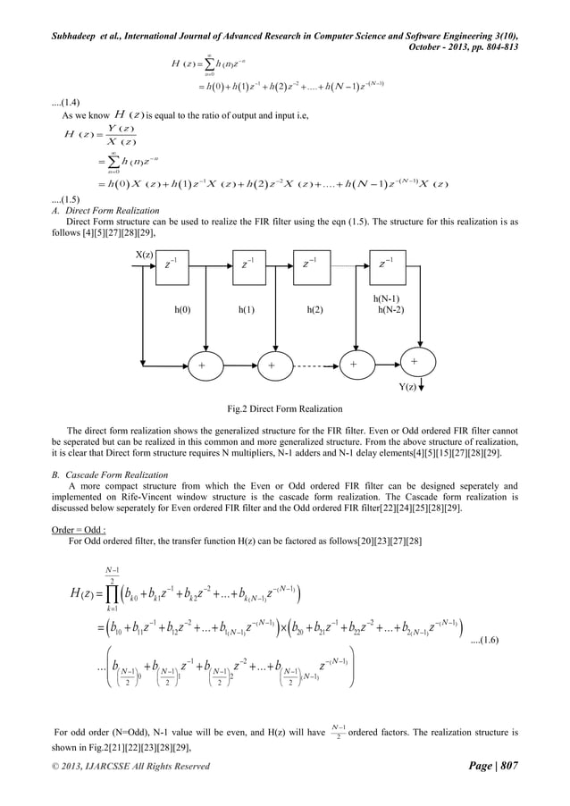 Design Of Fir Filter Using Rife Vincent Window Using Ffd Algorithm Pdf