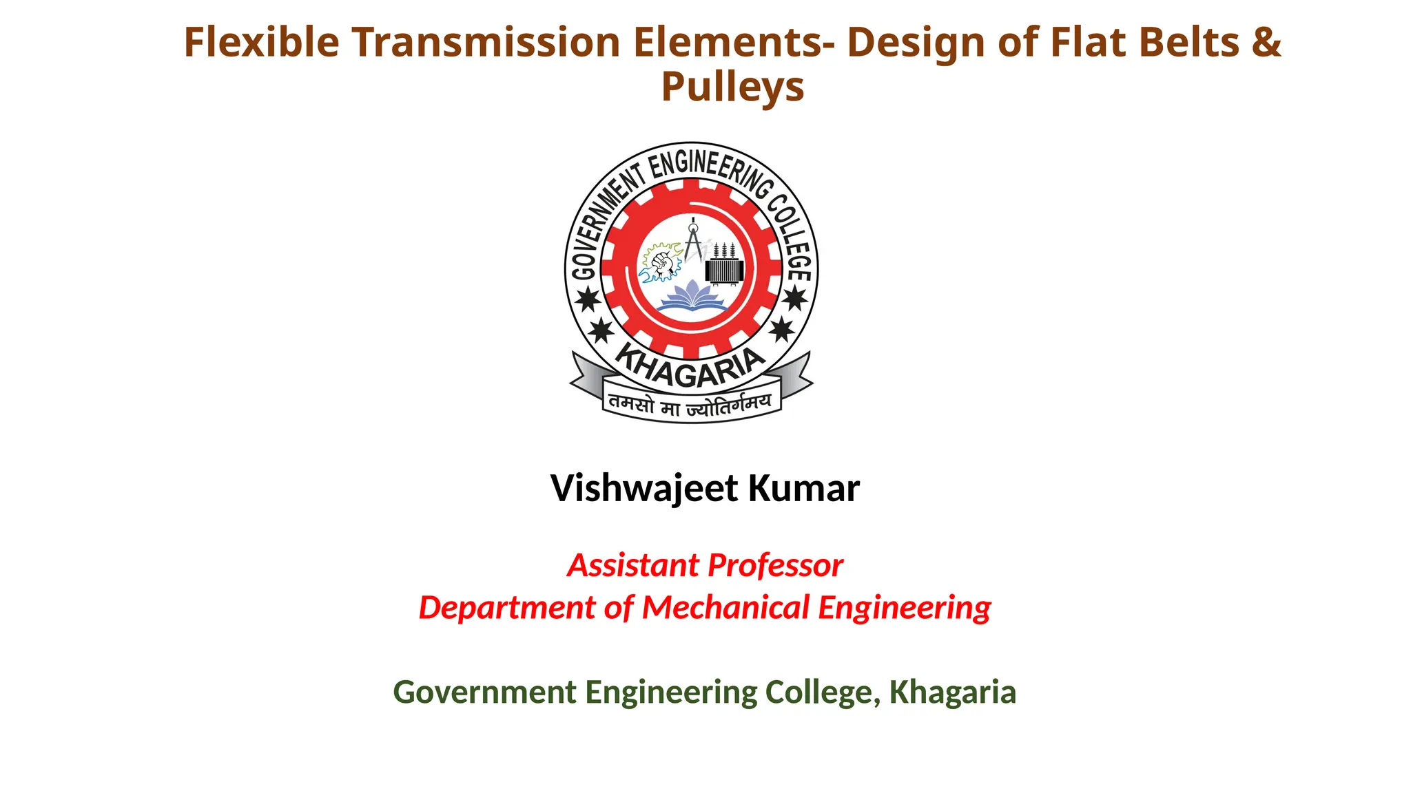 Design of flat belts and pulleys in context of Machine Design | PPTX