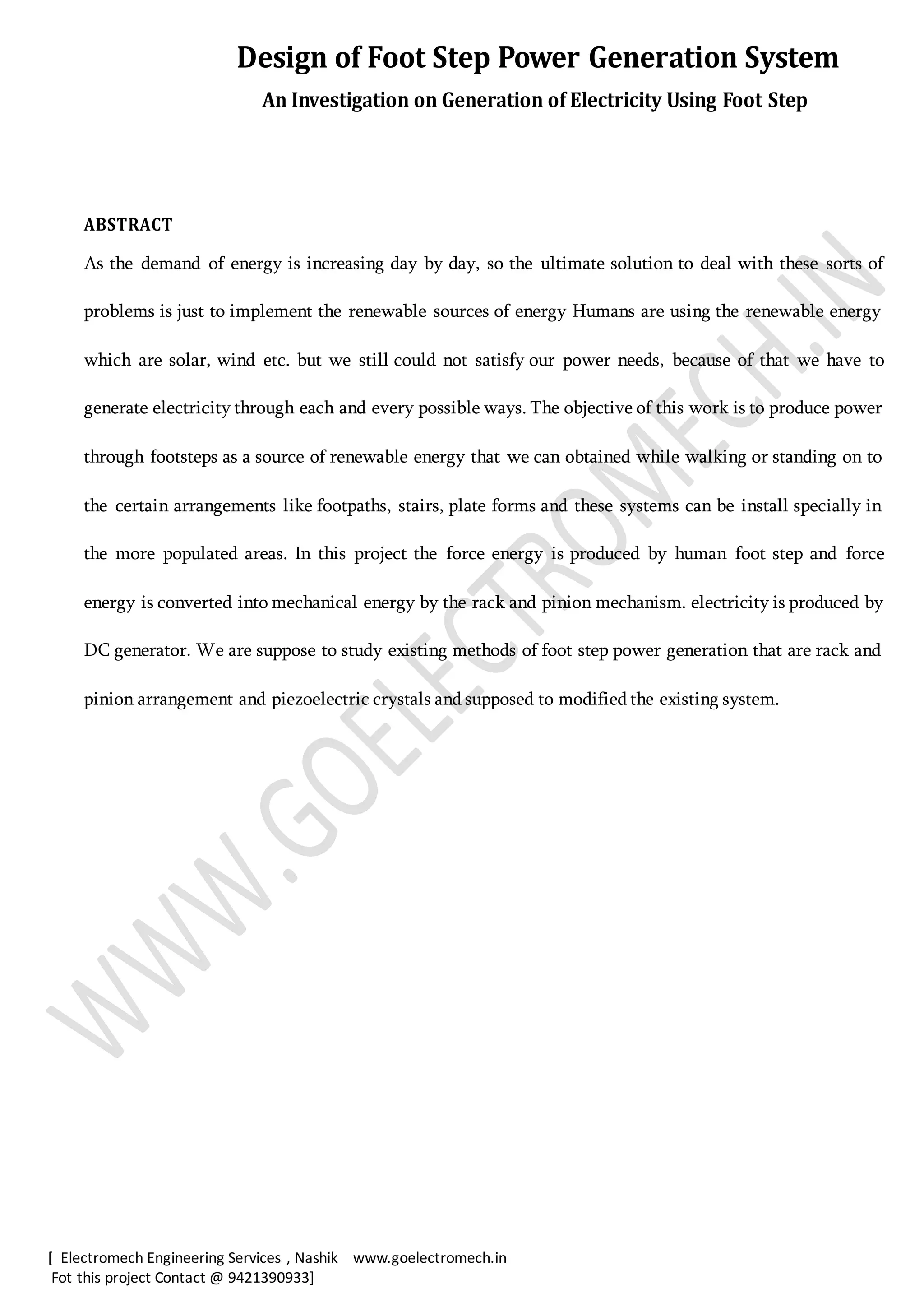 Design of foot step power generation system | PDF