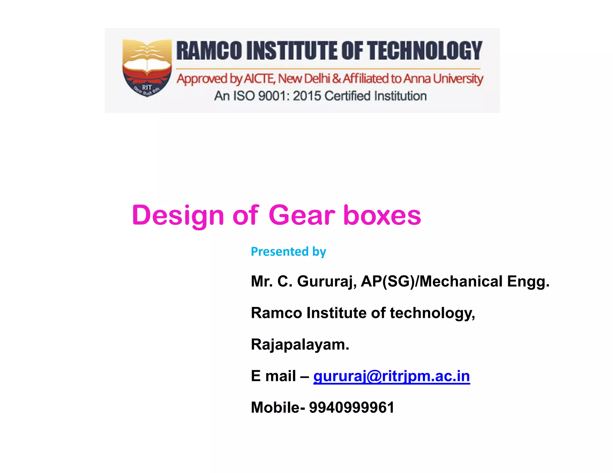 Design of gear box easy approach | PDF