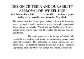 Design of half shaft and wheel hub assembly for racing car | PDF