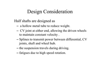 Design of half shaft and wheel hub assembly for racing car | PDF