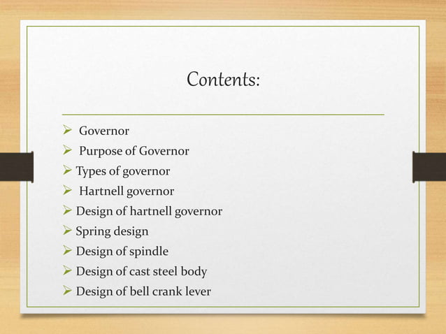 Design of hartnell governor | PPTX | Physics | Science