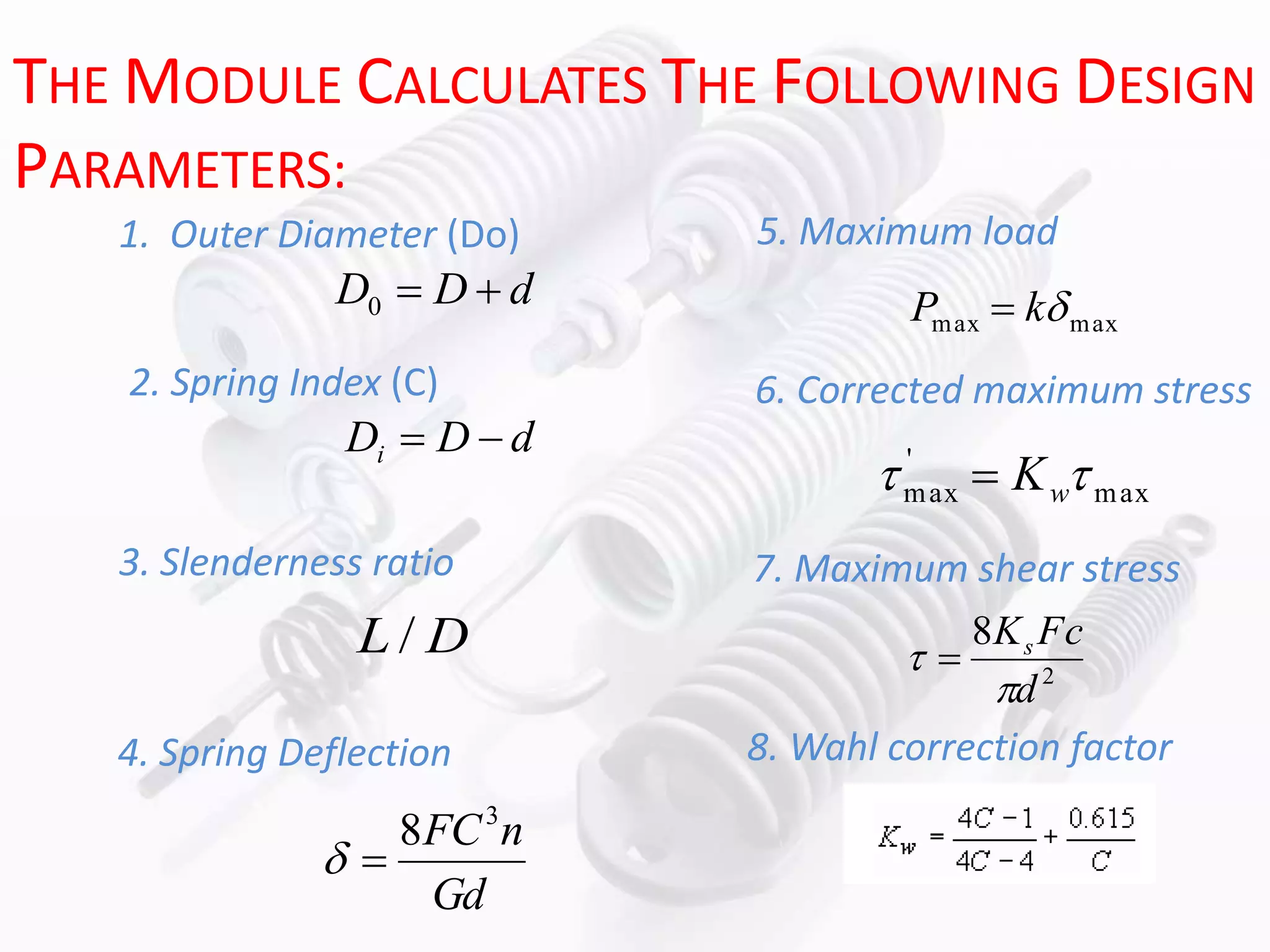 Design Of Helical Spring Against Static Loading Pptx Physics Science