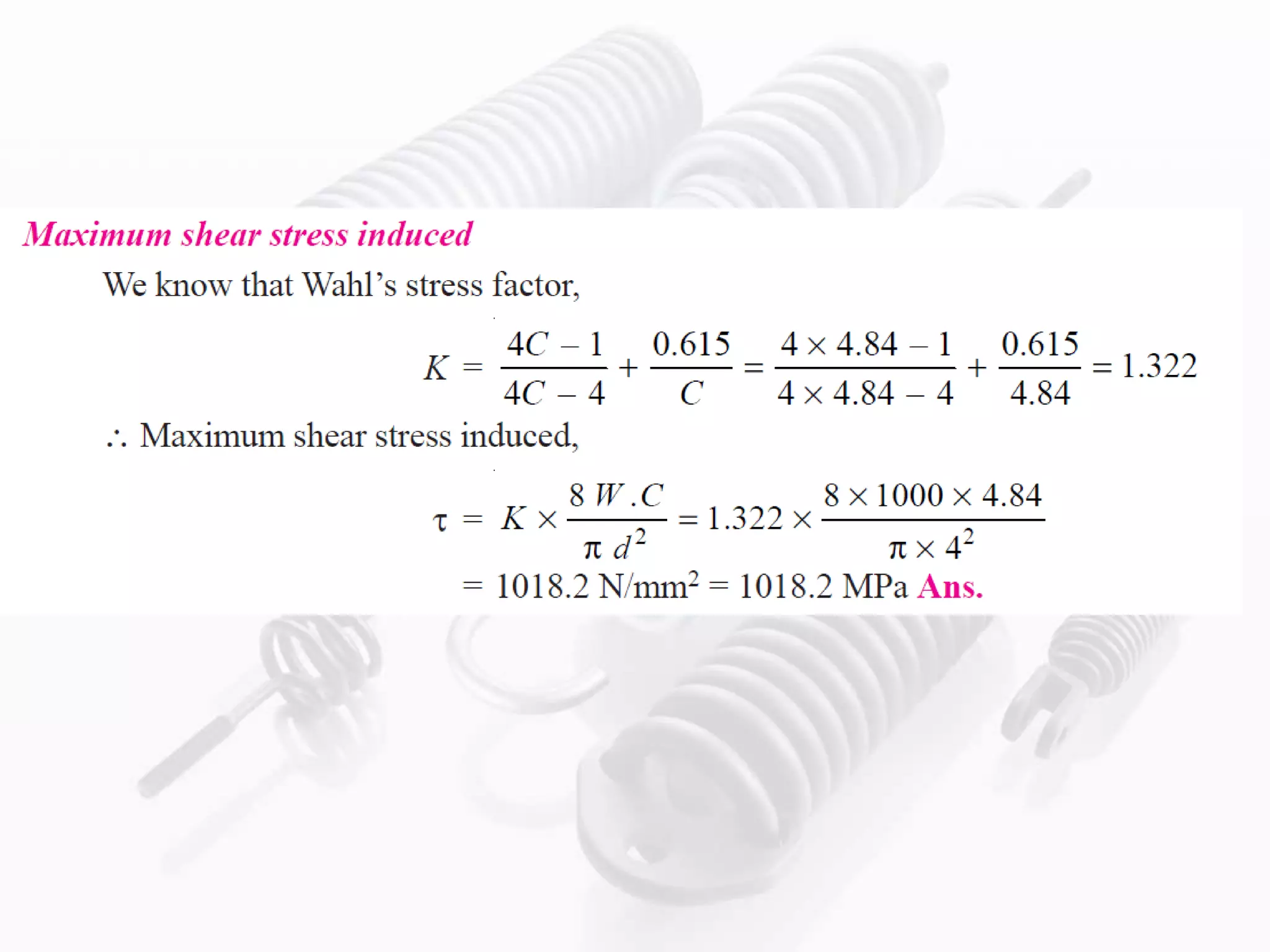 Design Of Helical Spring Against Static Loading Pptx Physics Science
