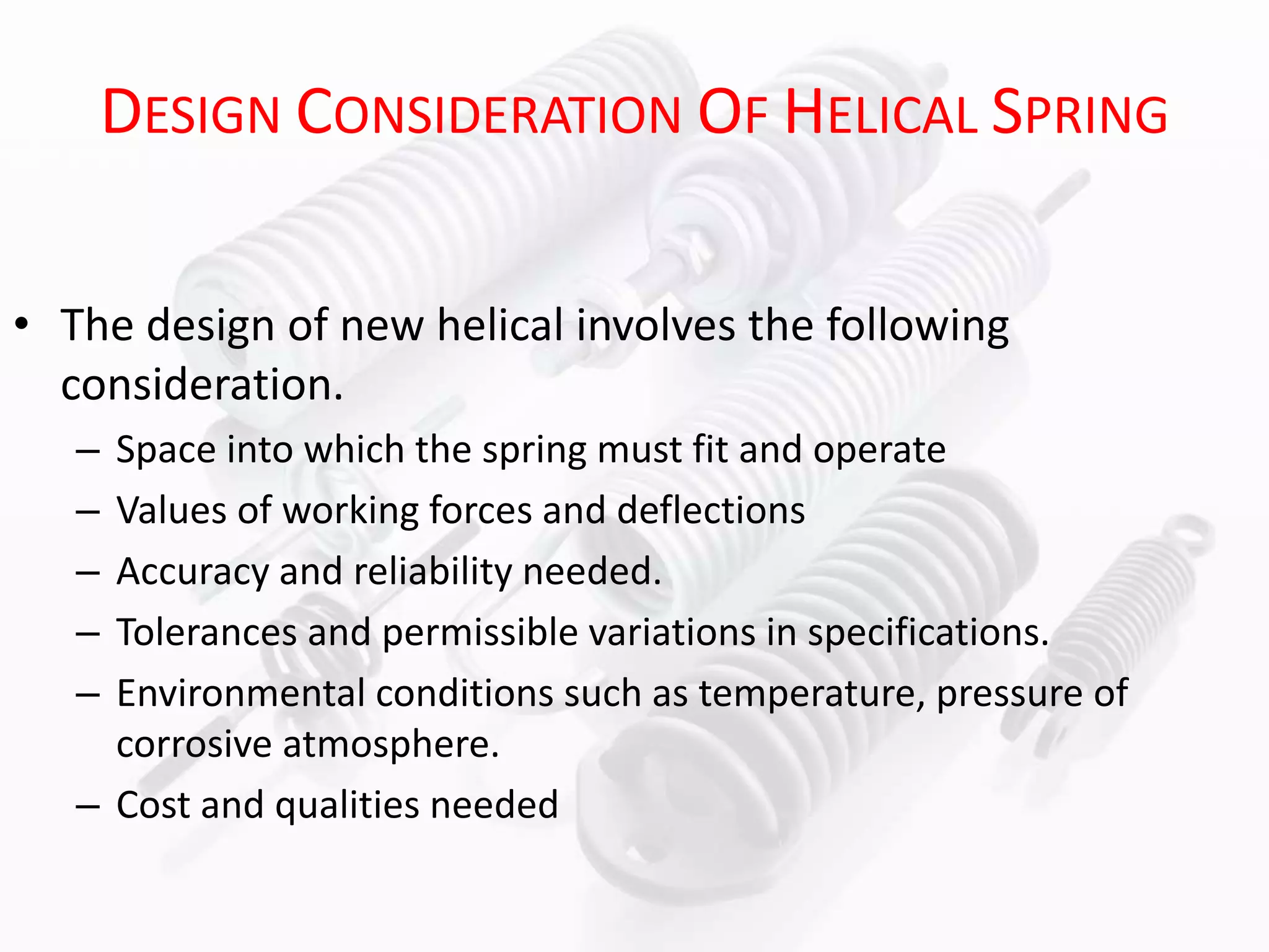 Design Of Helical Spring Against Static Loading Pptx Physics Science