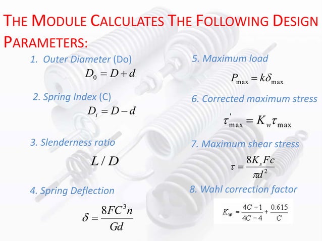 Design of helical spring against static loading | PPTX | Physics | Science