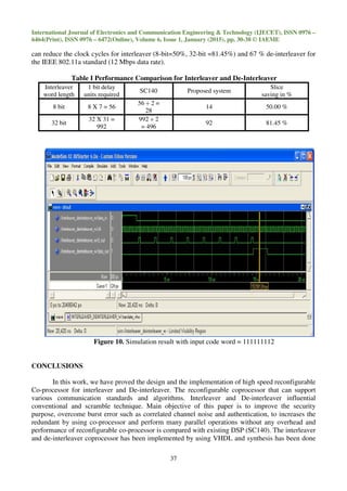 Design of high speed reconfigurable coprocessor for interleaver and de ...