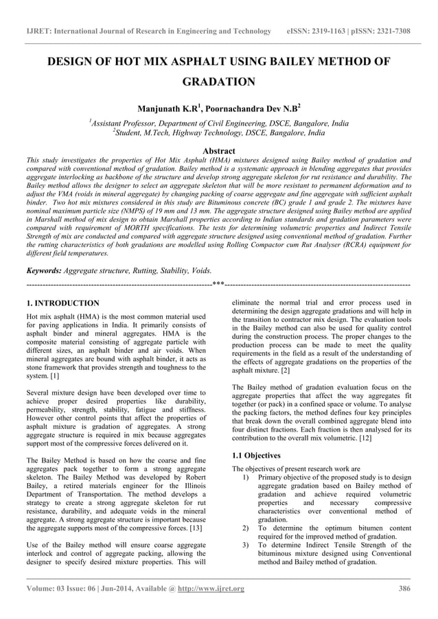 Design of hot mix asphalt using bailey method of gradation | PDF