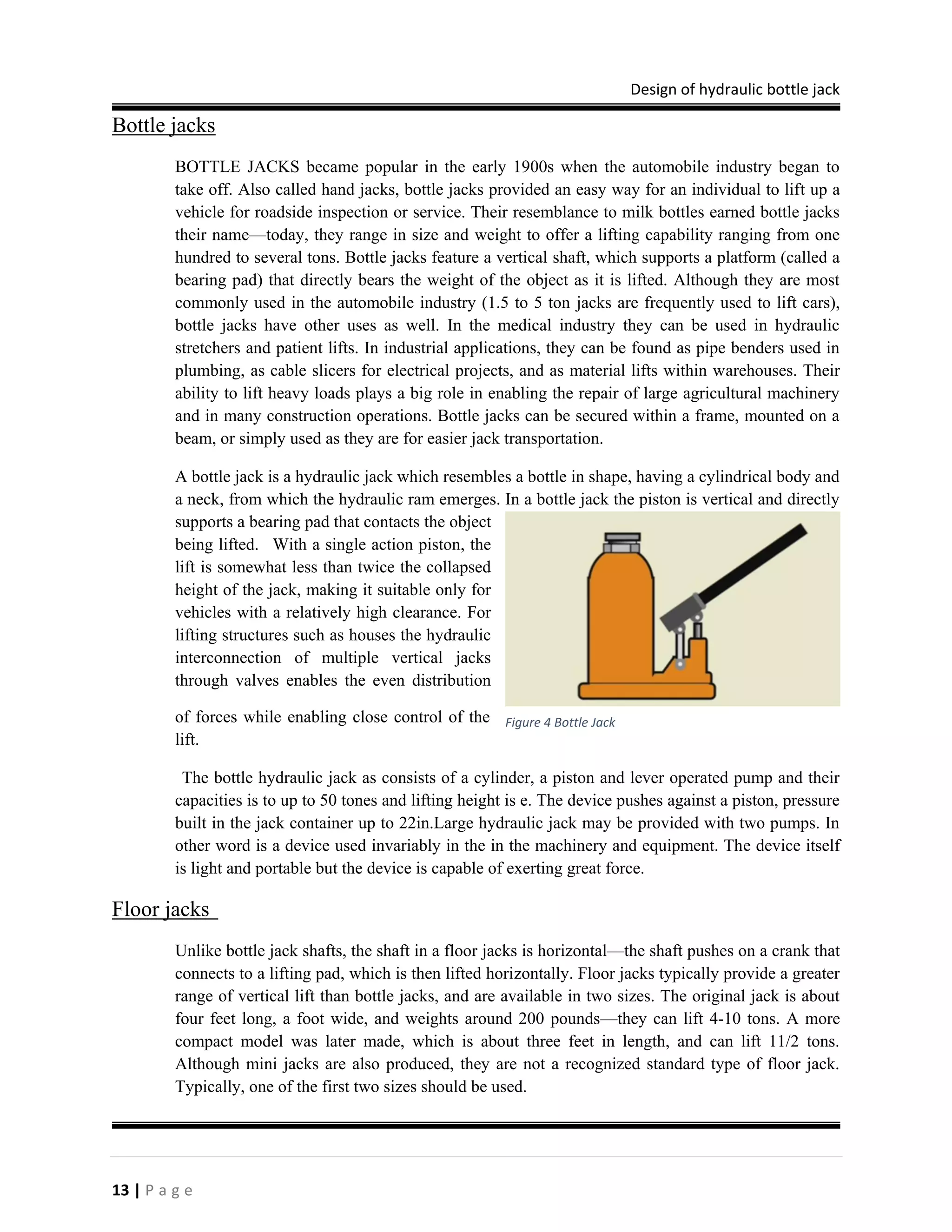 Design of hydraulic bottle jack | PDF