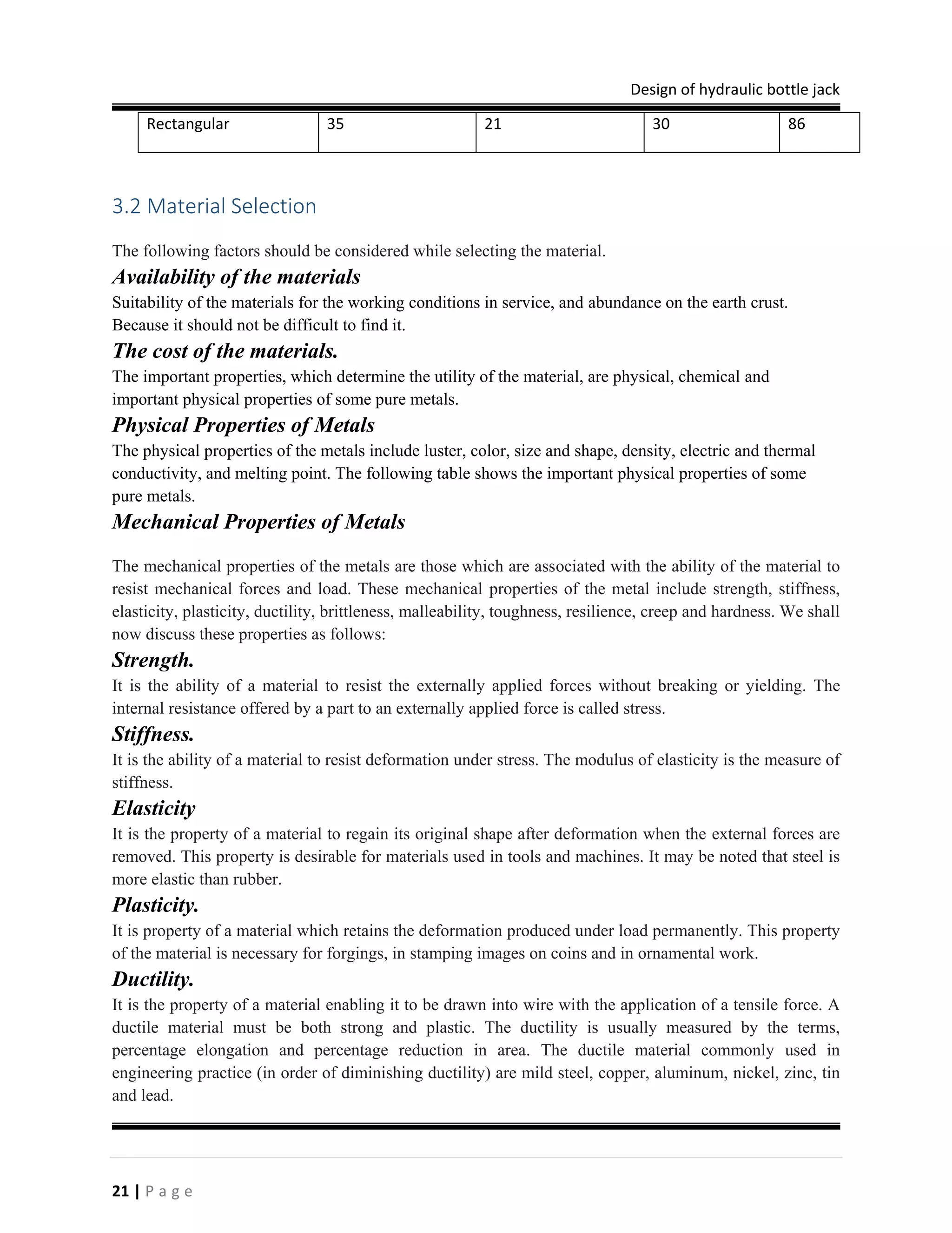 Design of hydraulic bottle jack | PDF