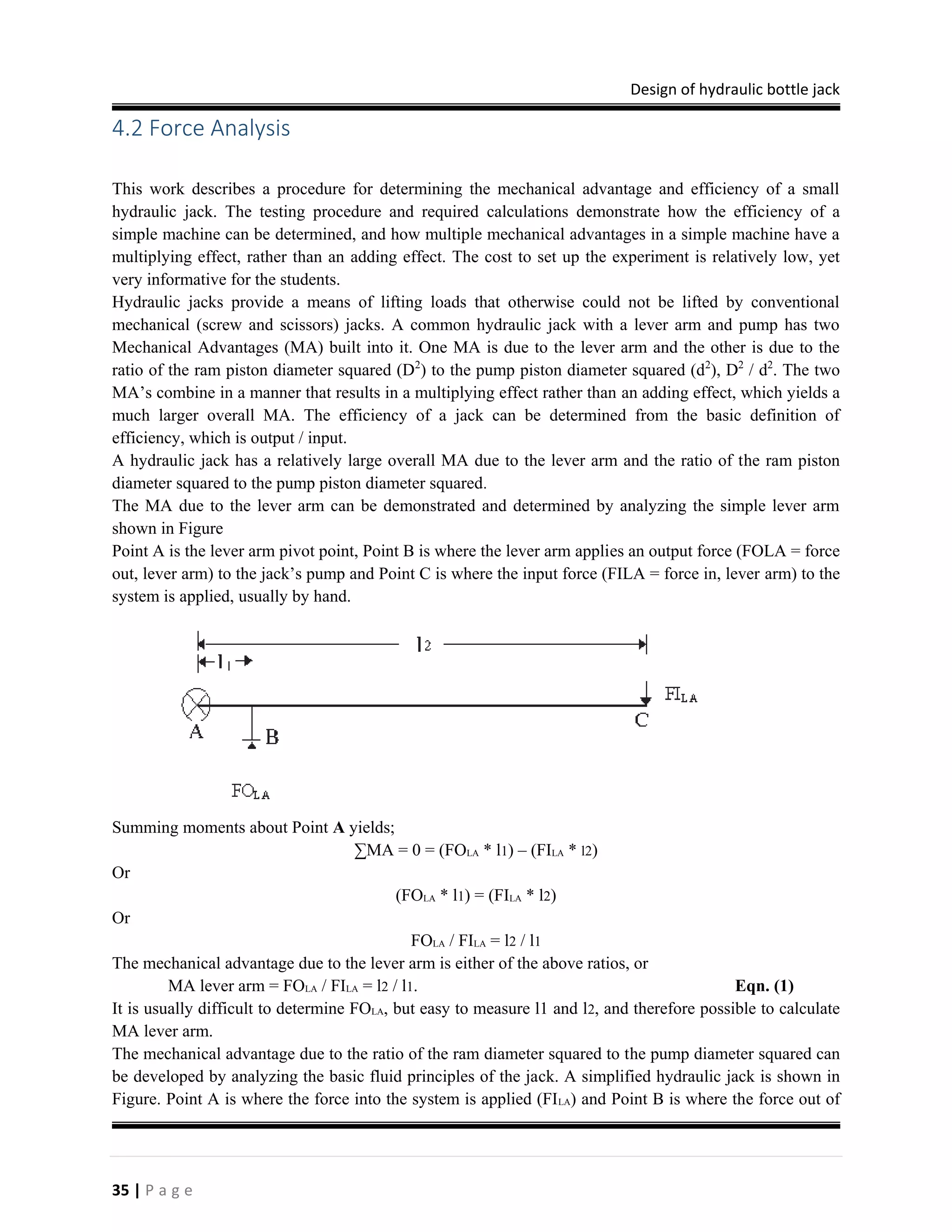 Design of hydraulic bottle jack | PDF