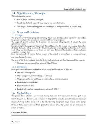 Design of hydraulic bottle jack | PDF