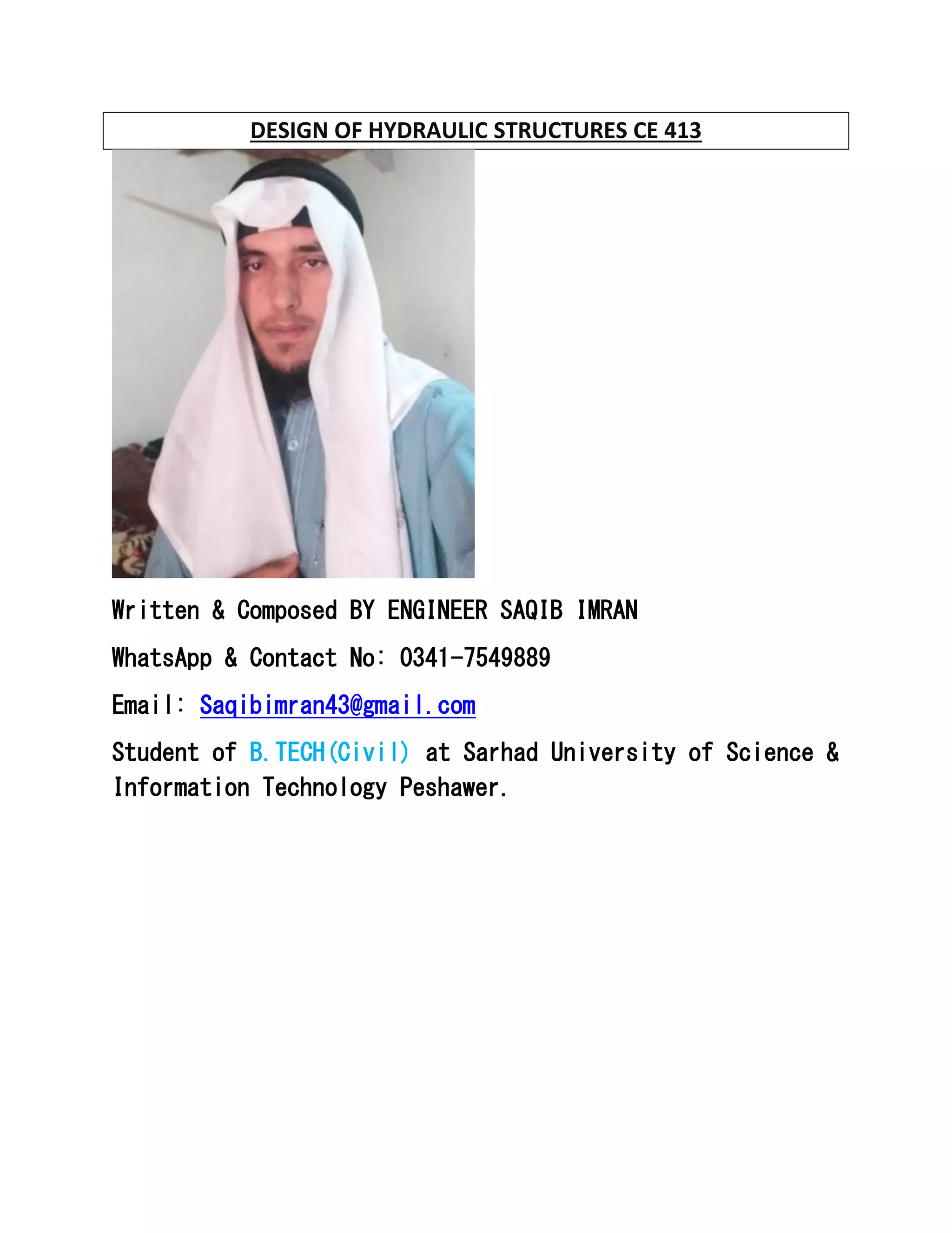 Design of hydraulic structures ce 413 | PDF