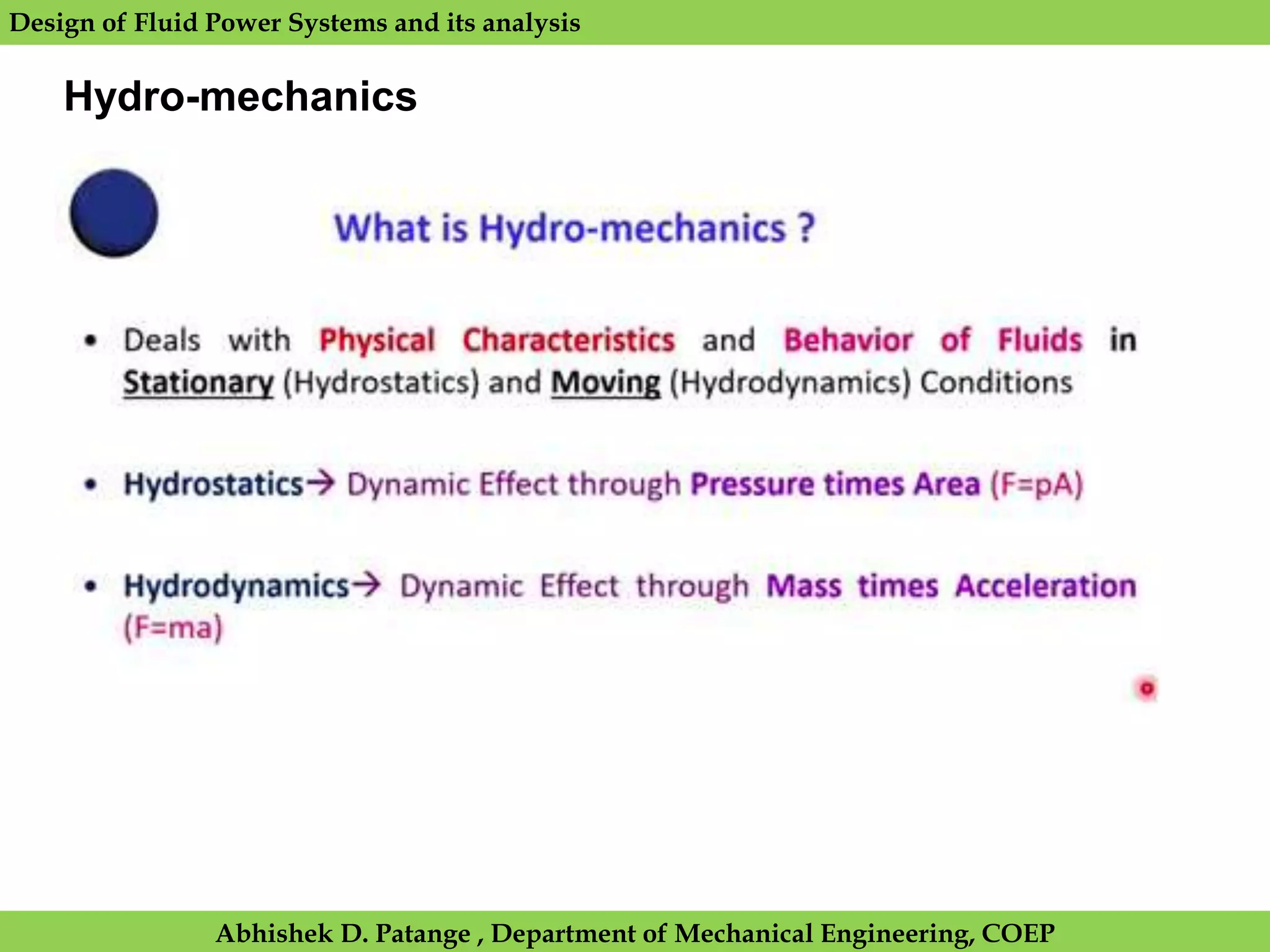 Design of Fluid Power Systems and its analysis (Hydraulics and Pneumatics circuit design) | PPTX