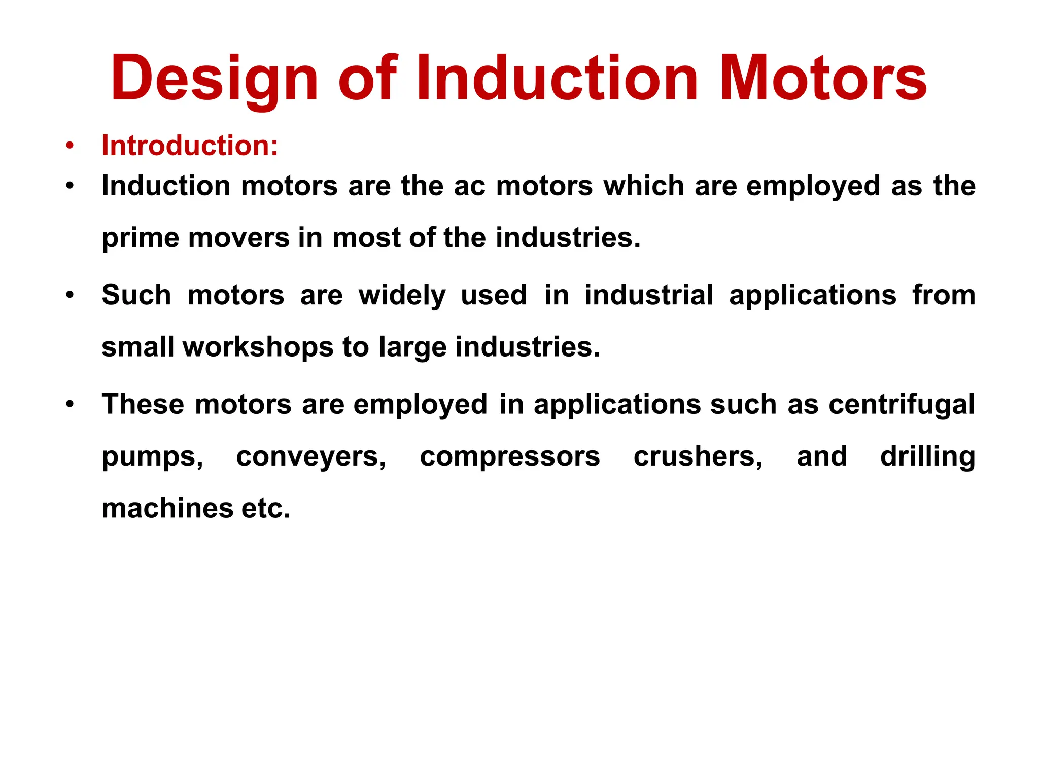 Design of Induction Motors with construction | PDF