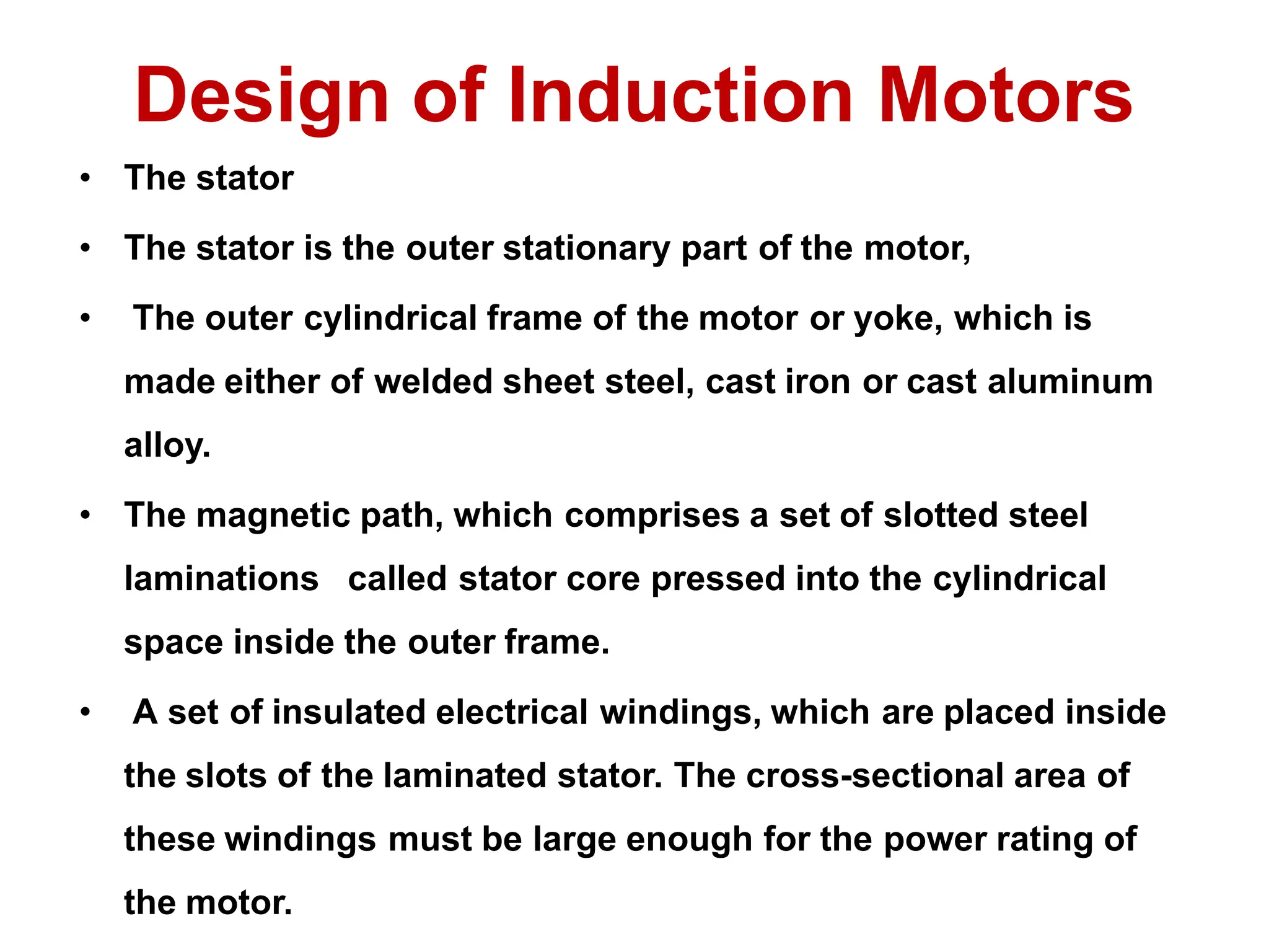 Design of Induction Motors with construction | PDF