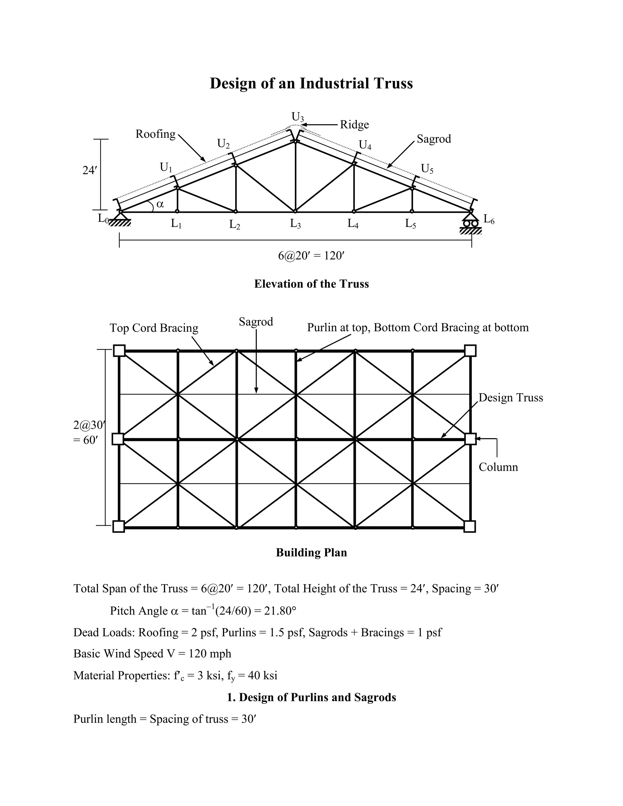 Design of Industrial truss, mechanism of truss | PDF