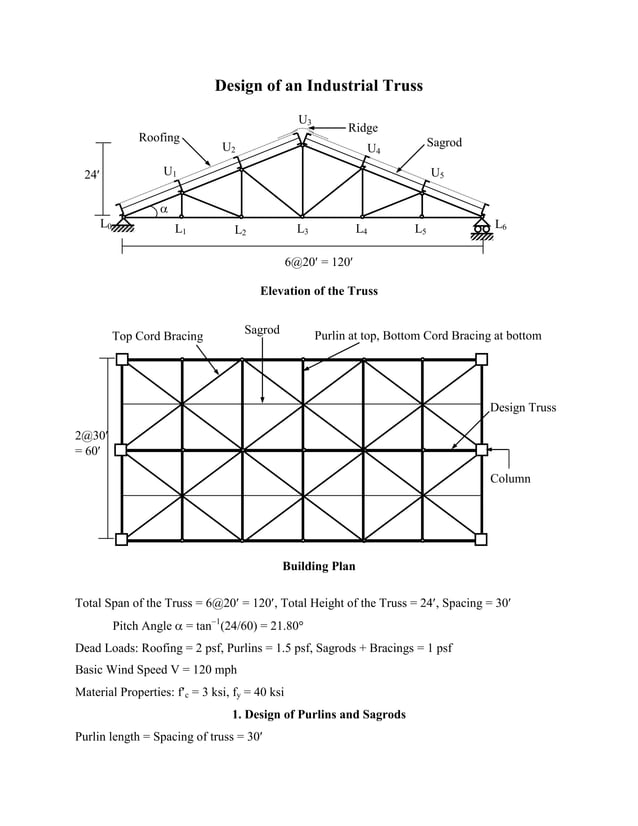 Design of Industrial truss, mechanism of truss | PDF