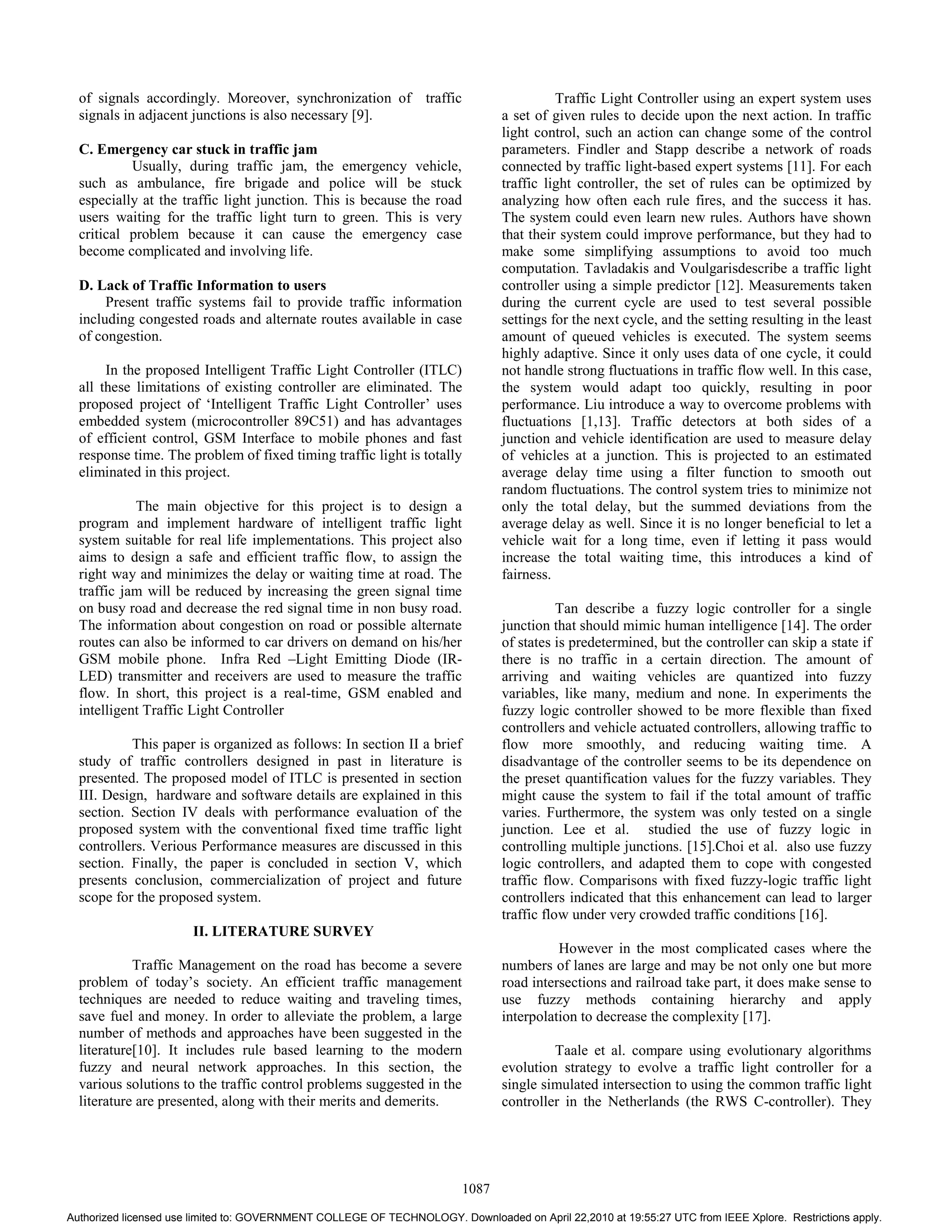 Design of intelligent traffic light controller using gsm & embedded system | PDF | Computing ...