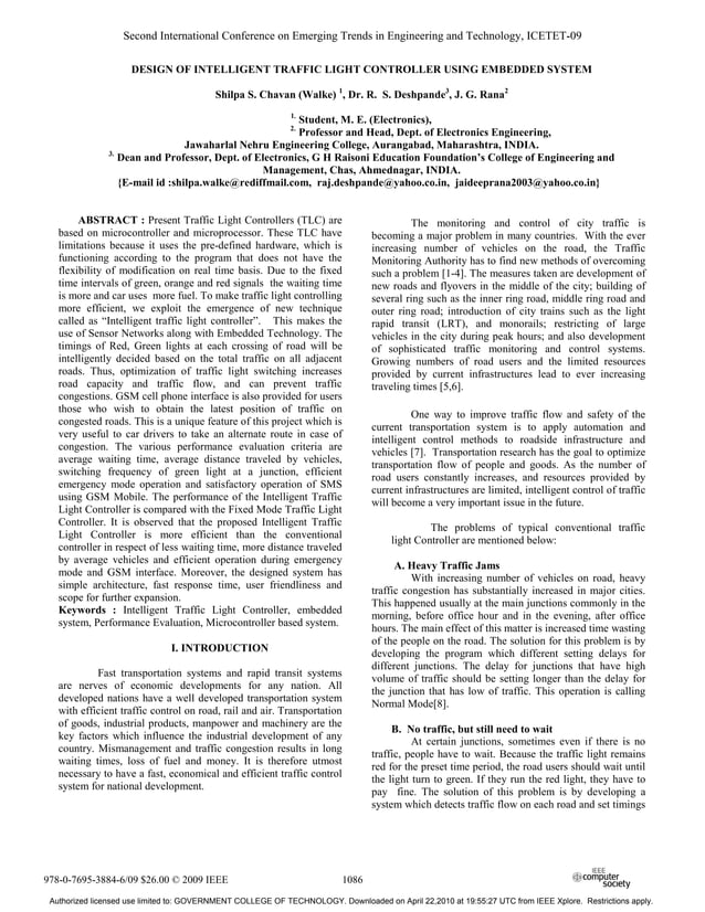 Design of intelligent traffic light controller using gsm & embedded system | PDF | Computing ...
