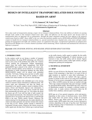 Design of intelligent transport related issue system based on arm7 | PDF | Computing ...