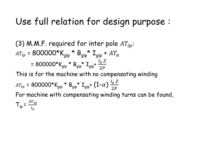 Design of inter poles | PPTX | Physics | Science