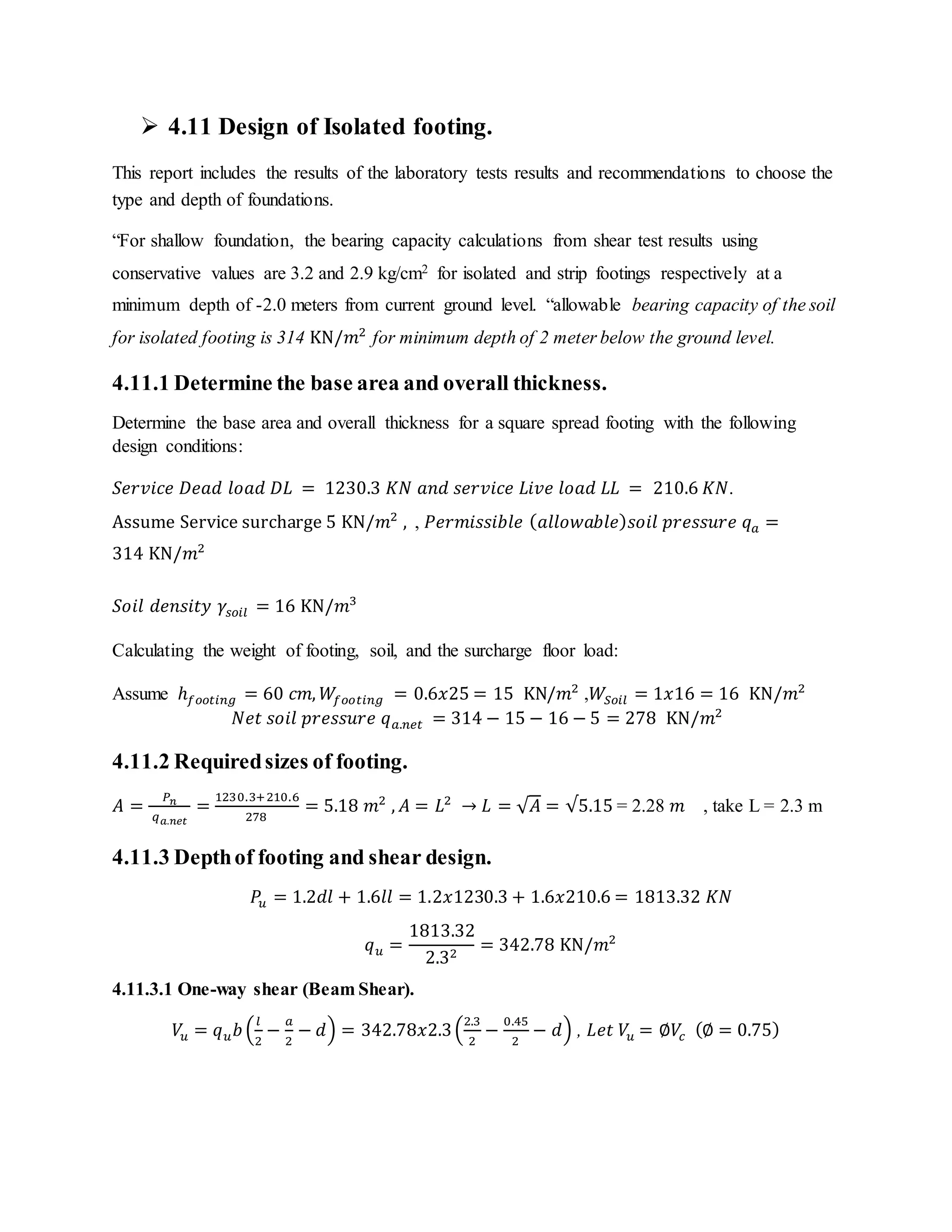 Design of isolated footing by ACI code | DOCX