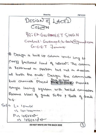 Design of lacing column By Er Gurmeet Singh GCET JAMMU | PDF