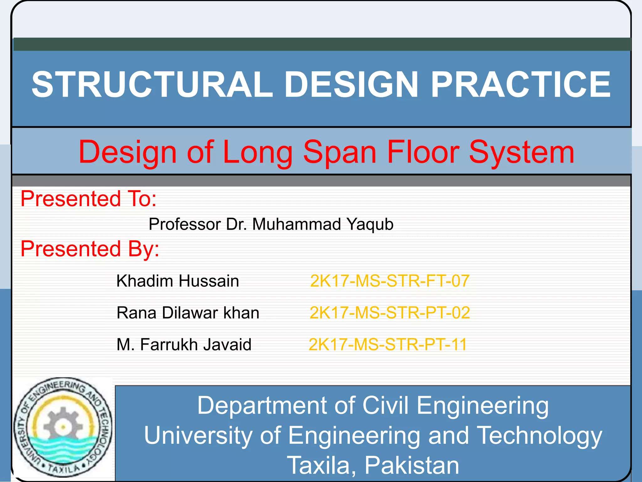Design of long span floor system | PPTX